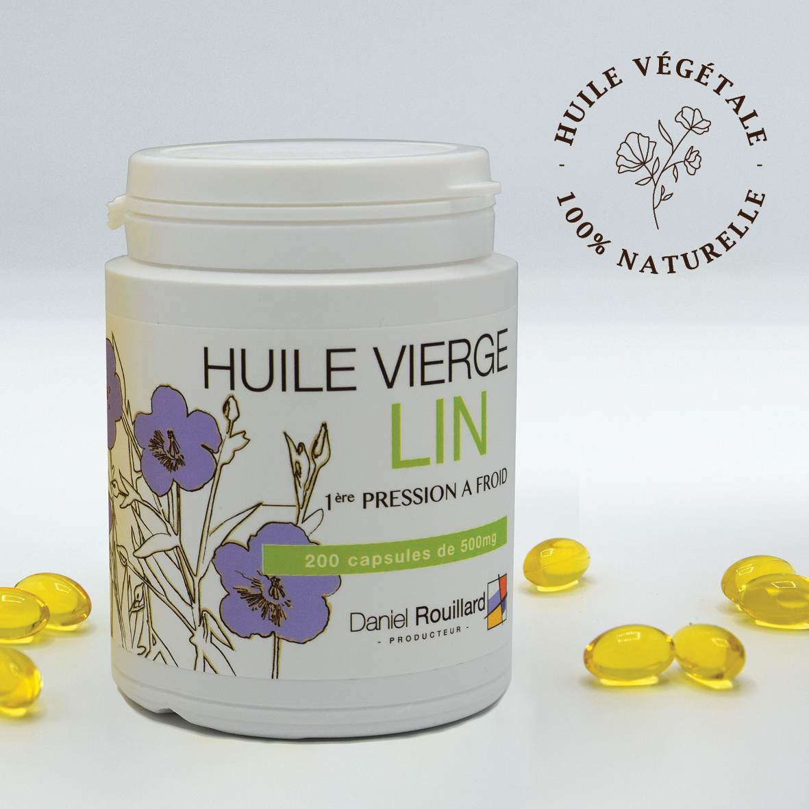200 capsules d'huile vierge de lin